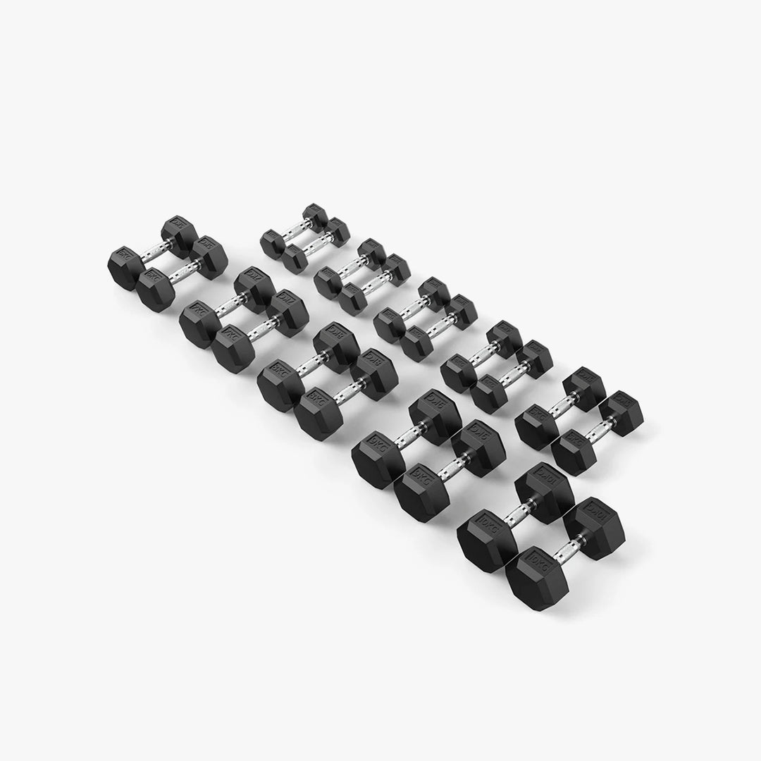 Rubber Hex Dumbbell 1-10KG Set