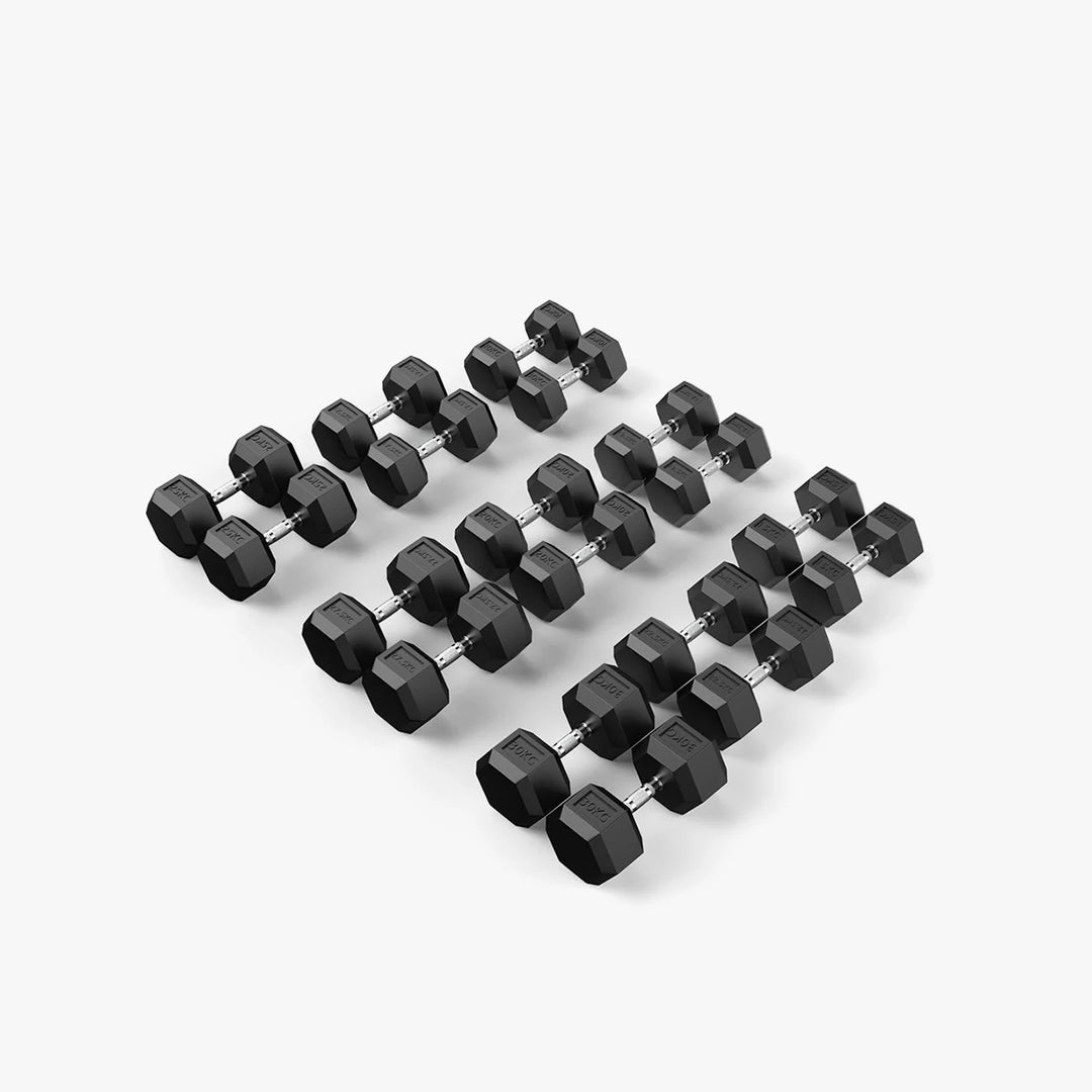 Rubber Hex Dumbbell 10-30KG Set